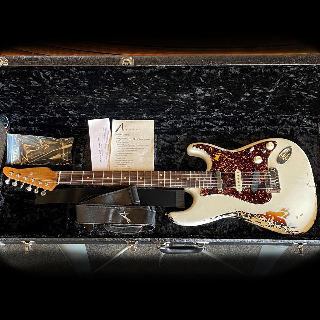 Tom Anderson Guitars Icon Classic - Olympic White over 3 Color Burst / | Make'n Music