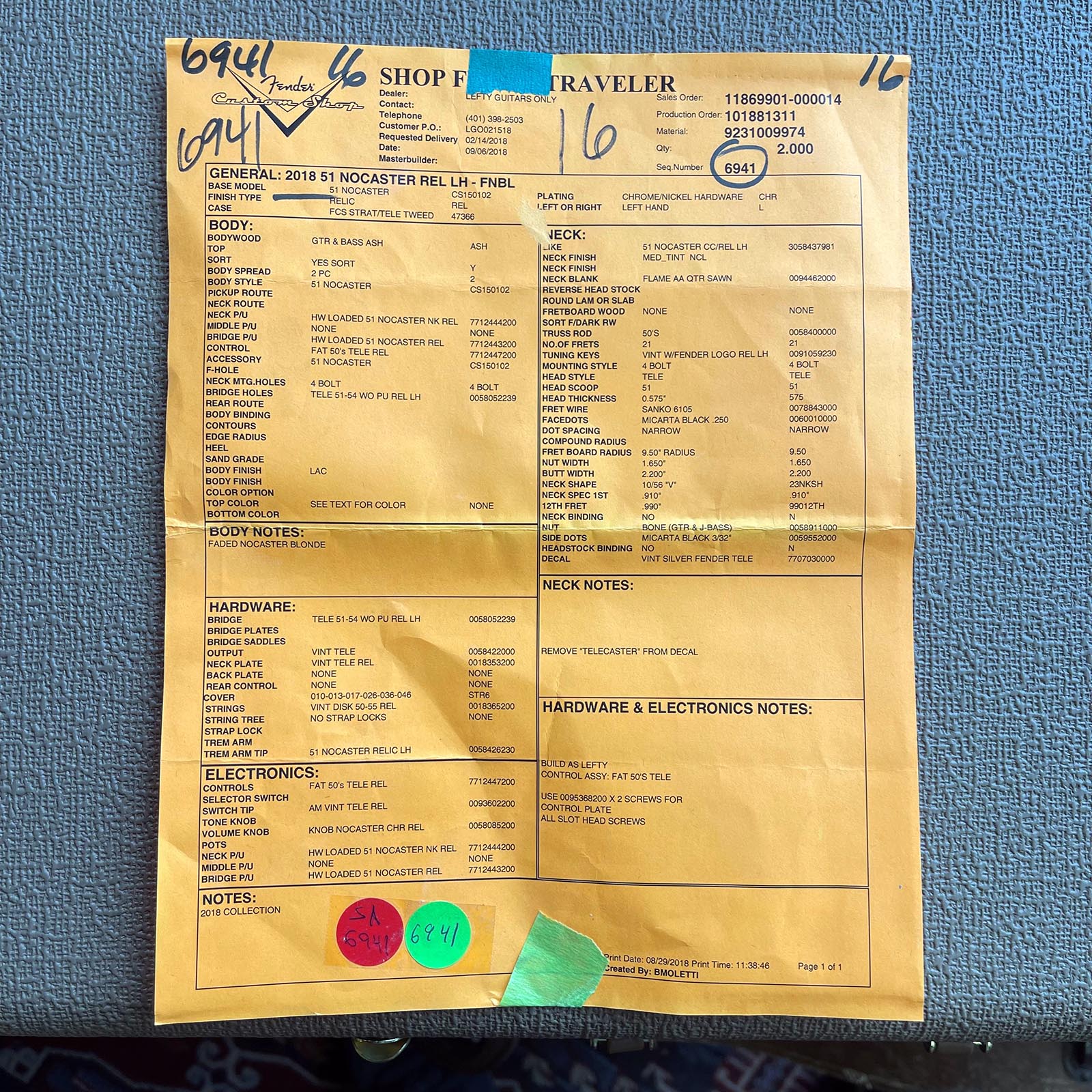 USED Fender Custom Shop 1951 Nocaster Relic - LEFTY - Nocaster Blonde ...